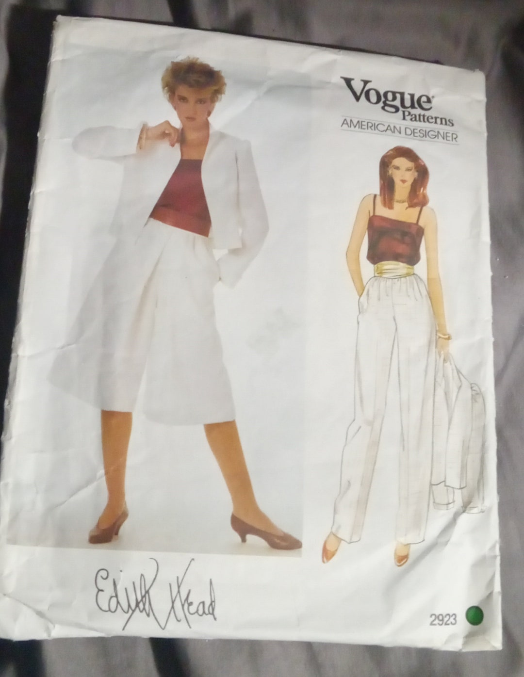 Vintage EDITH HEAD VOGUE Sewing Pattern C1990s Jacket-pants-culottes ...
