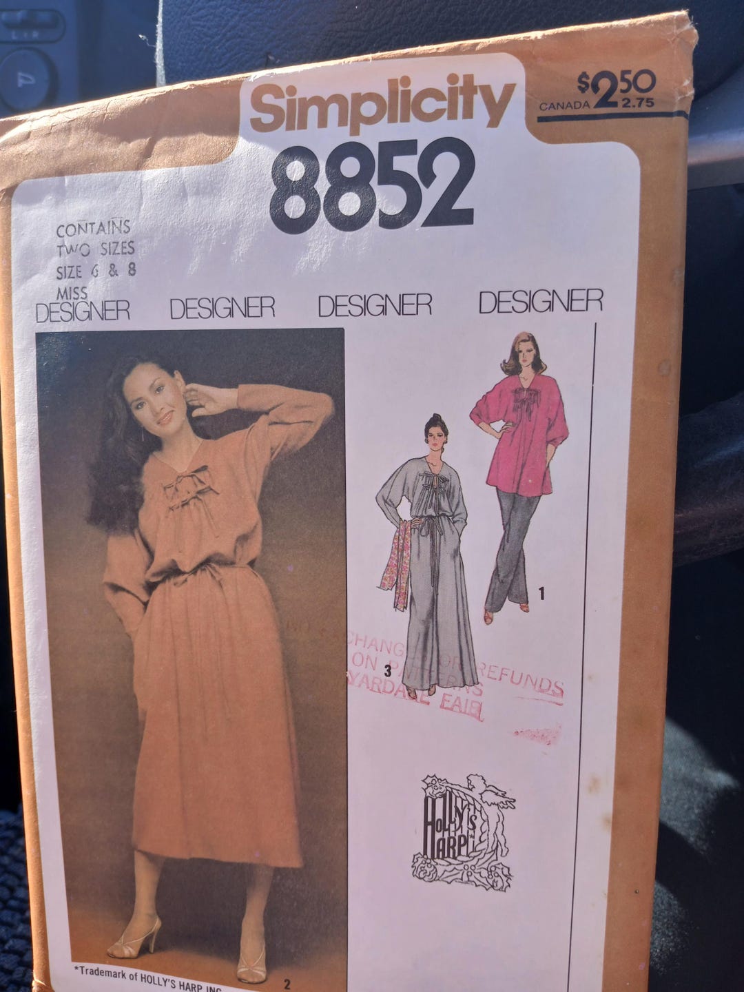 Vintage 1970s DESIGNER SEWING PATTERN Holly Harp 2-length Tie Dress ...