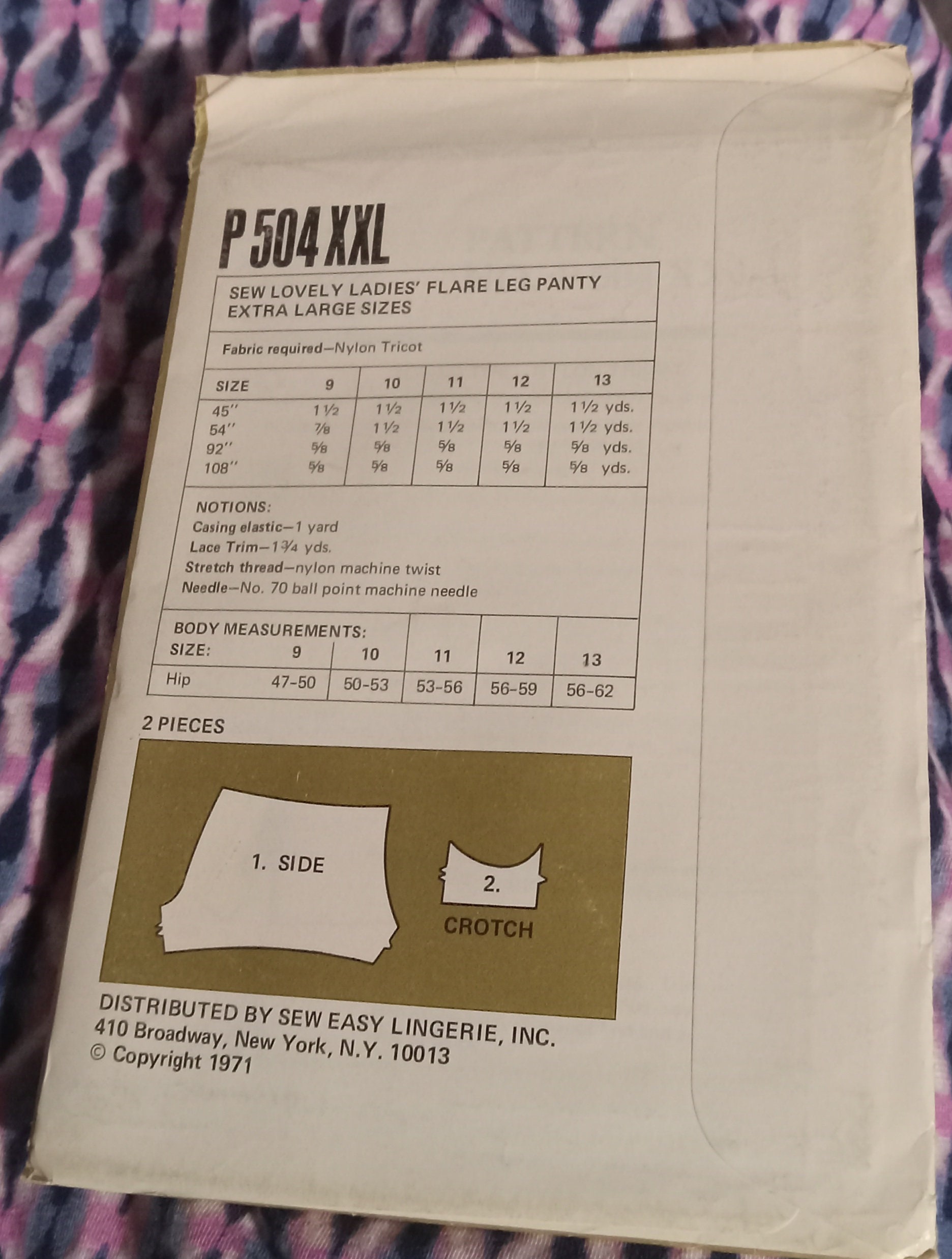 Vintage 1970s LINGERIE SEWING PATTERN Flare Leg Panty ~ Laverne ...