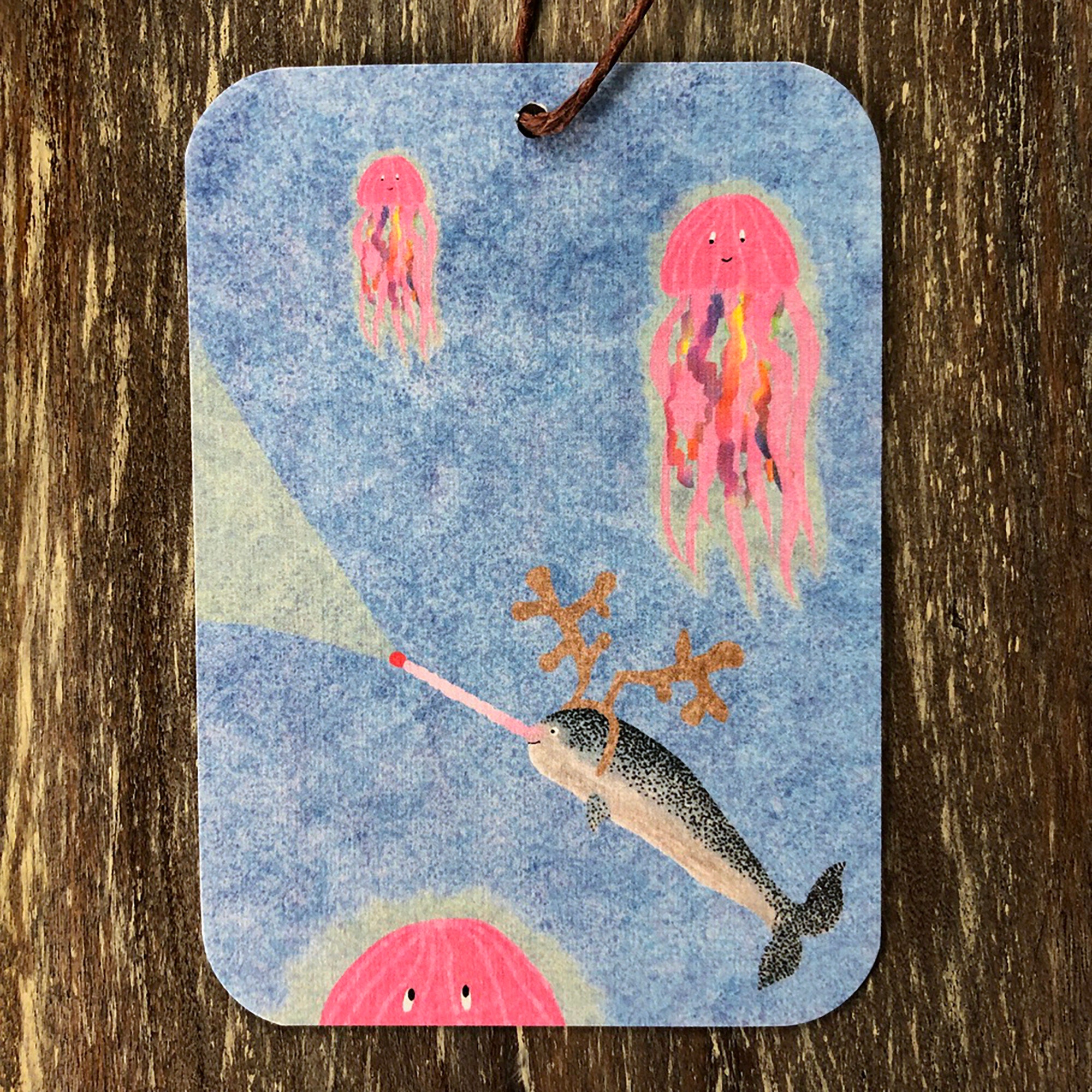 Under the Sea Holiday Gift Tag With Colorful Jelly Fish and a Glowing ...