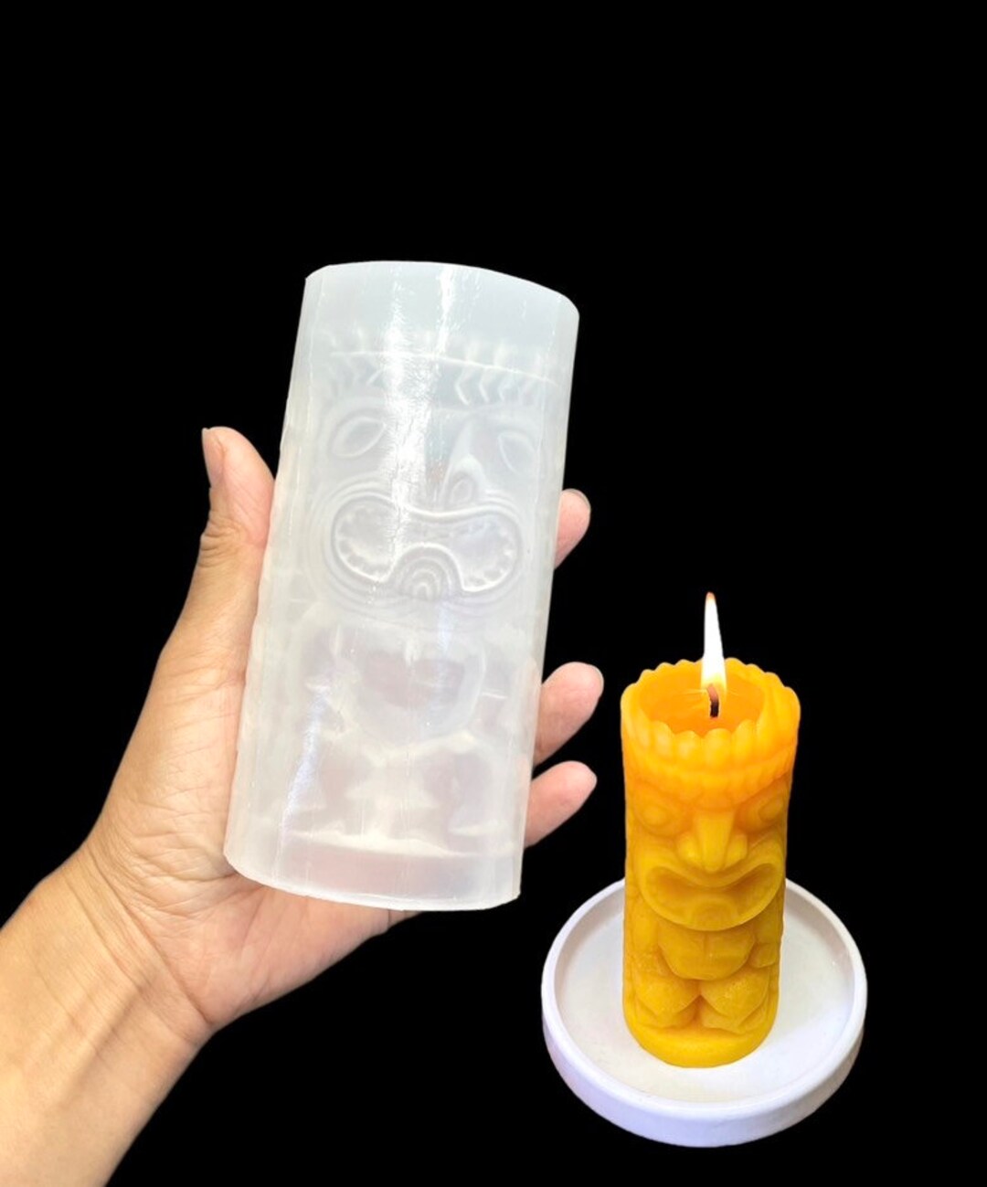 4.5” Silicone Tiki Polynesian Totem Mold - Tiki Candle Soap Resin Mold ...