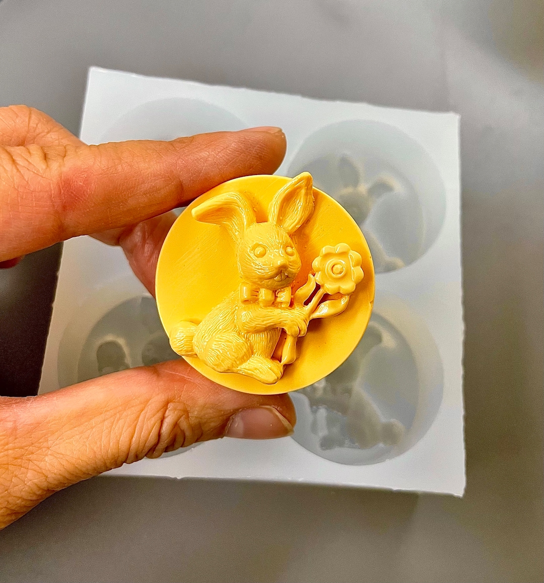 Silicone Rabbit Tealight Candle Mold - Bunny Mold - Wax Melt Lotion Bar ...
