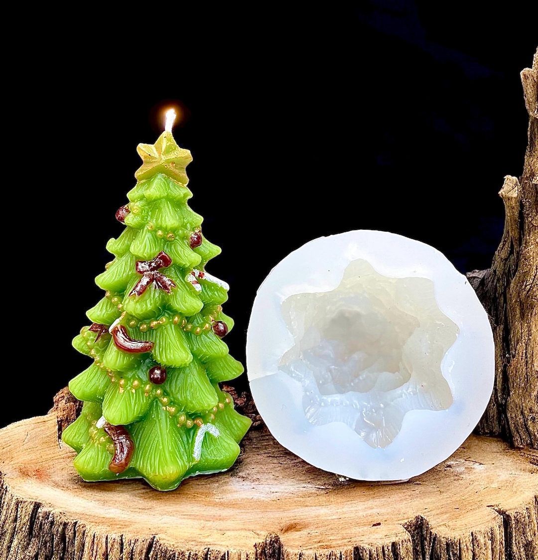3D Decorated Christmas Tree Mold - 3D Pine Tree Candle Mold - Christmas ...