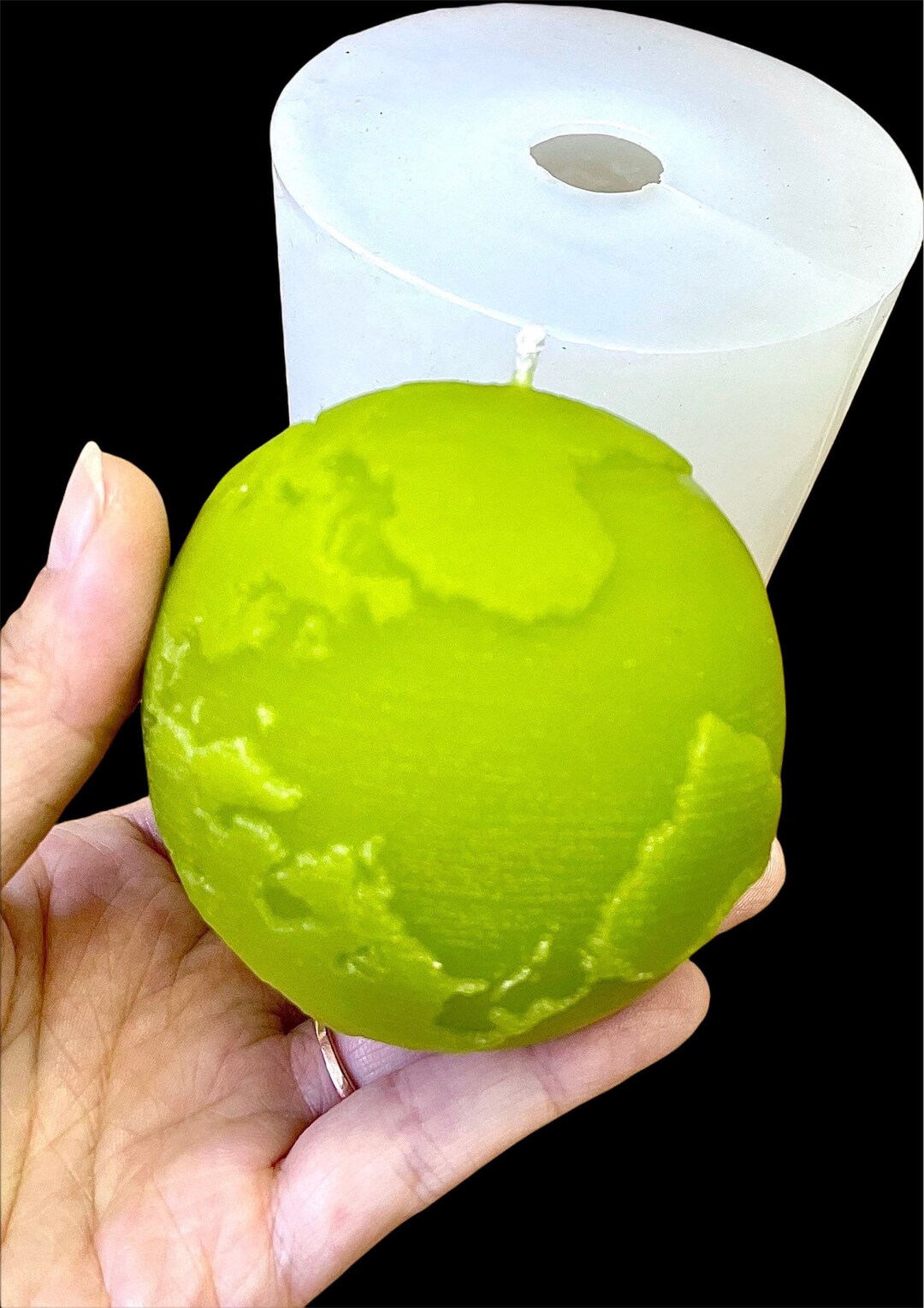 3” Silicone the Earth Mold - 3D Sphere Ball Candle Mold - Soap Ball ...