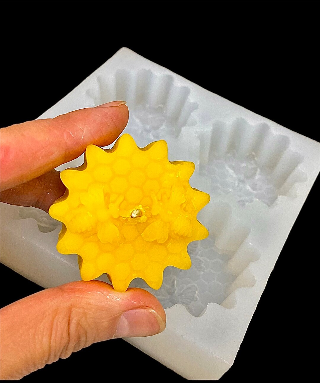 Silicone Honey Bee Candle Mold - Honeybee on Honeycomb Mold - Floating ...