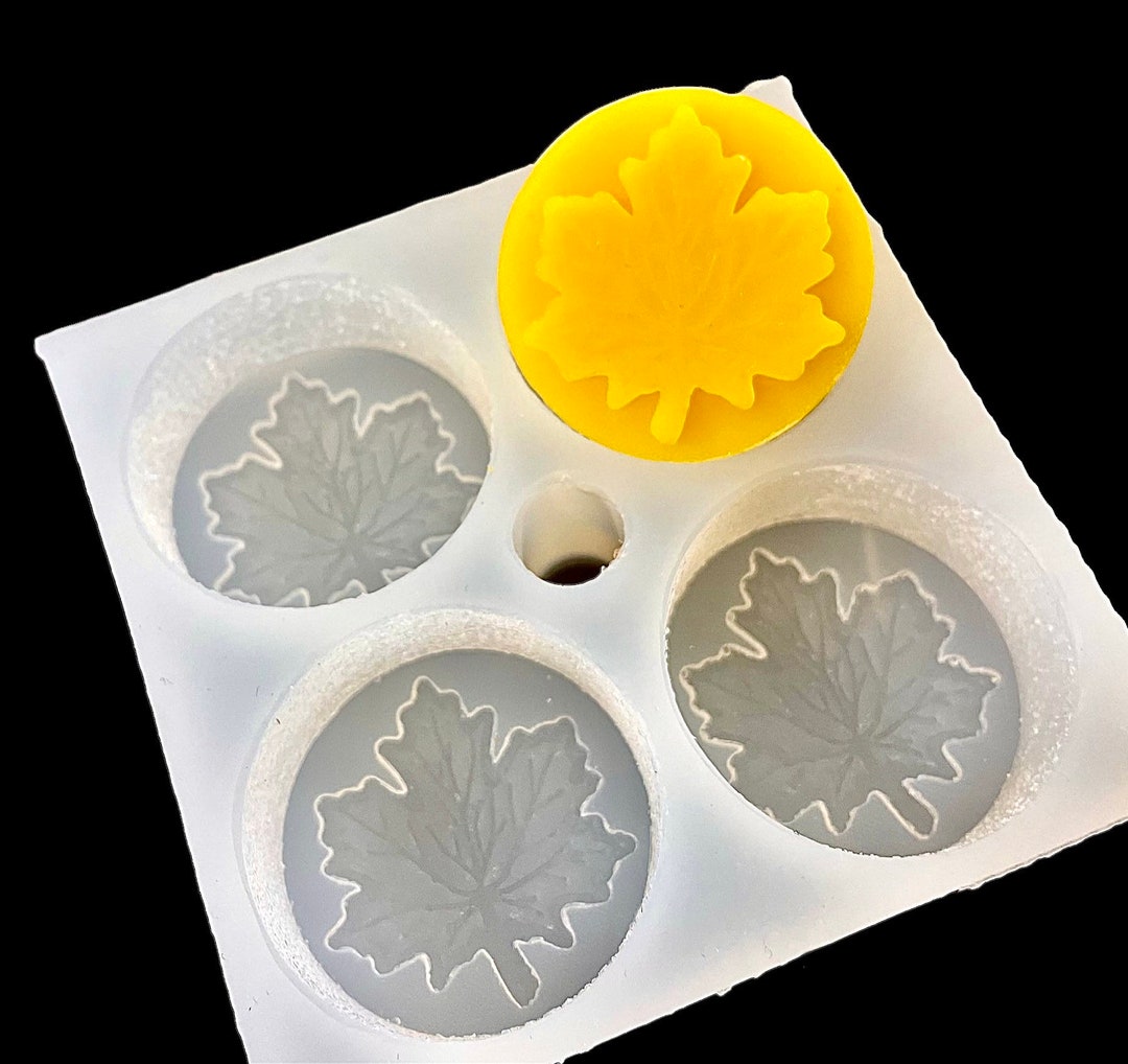 Silicone Maple Leaf Tealight Candle Mold - 4 Cavities - Wax Melt Lotion ...