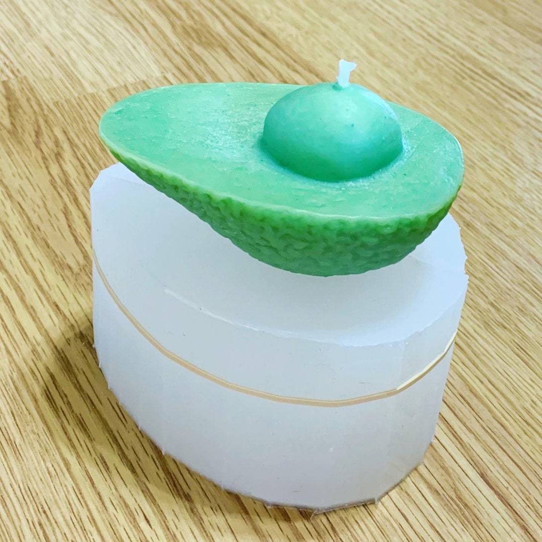 3D Silicone Avocado Candle Soap Mold - 4” - Life Size - Half Avocado ...
