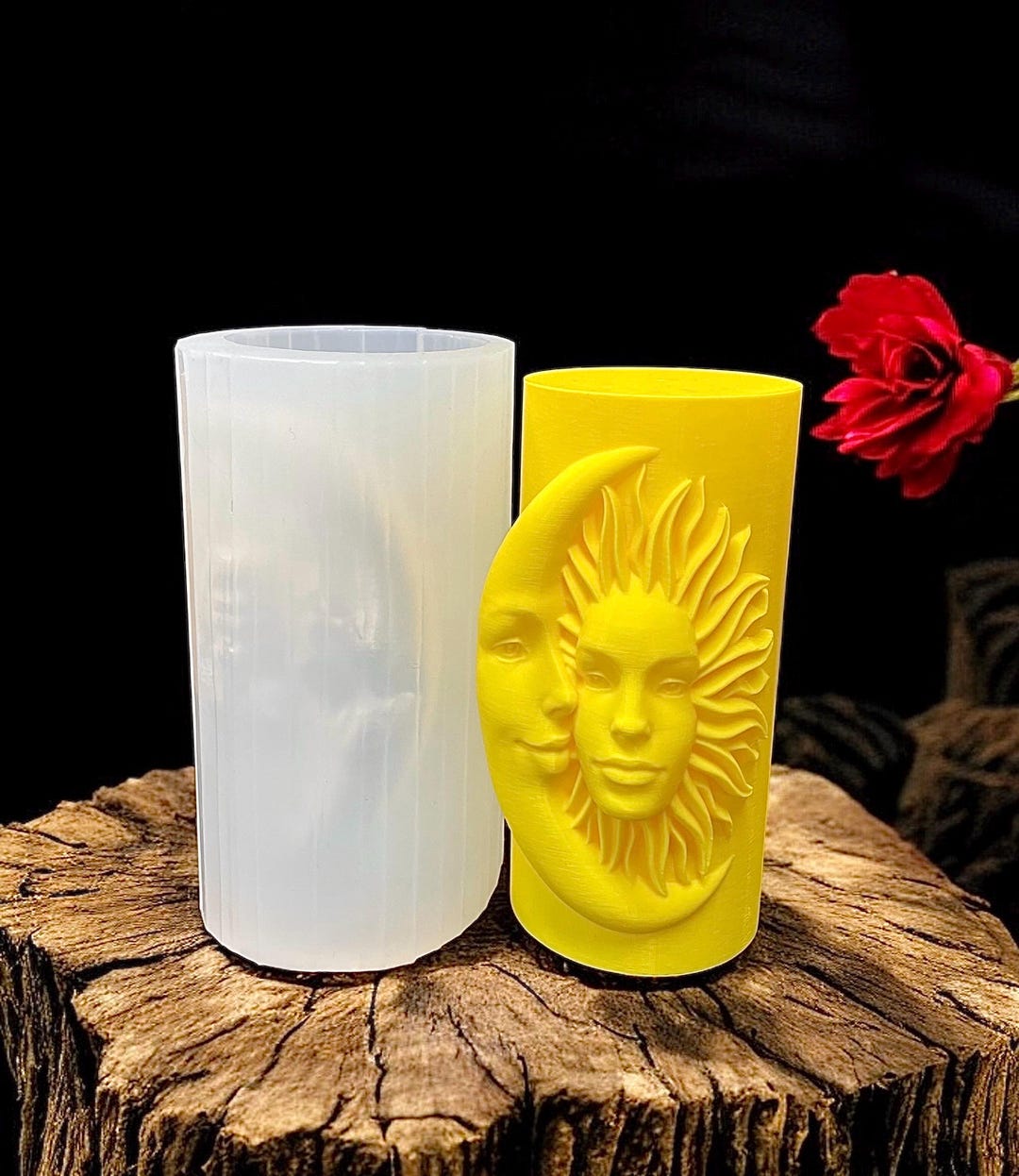 Silicone Sun Moon Face Pillar Candle Mold - Sun Moon Goddess Candle ...