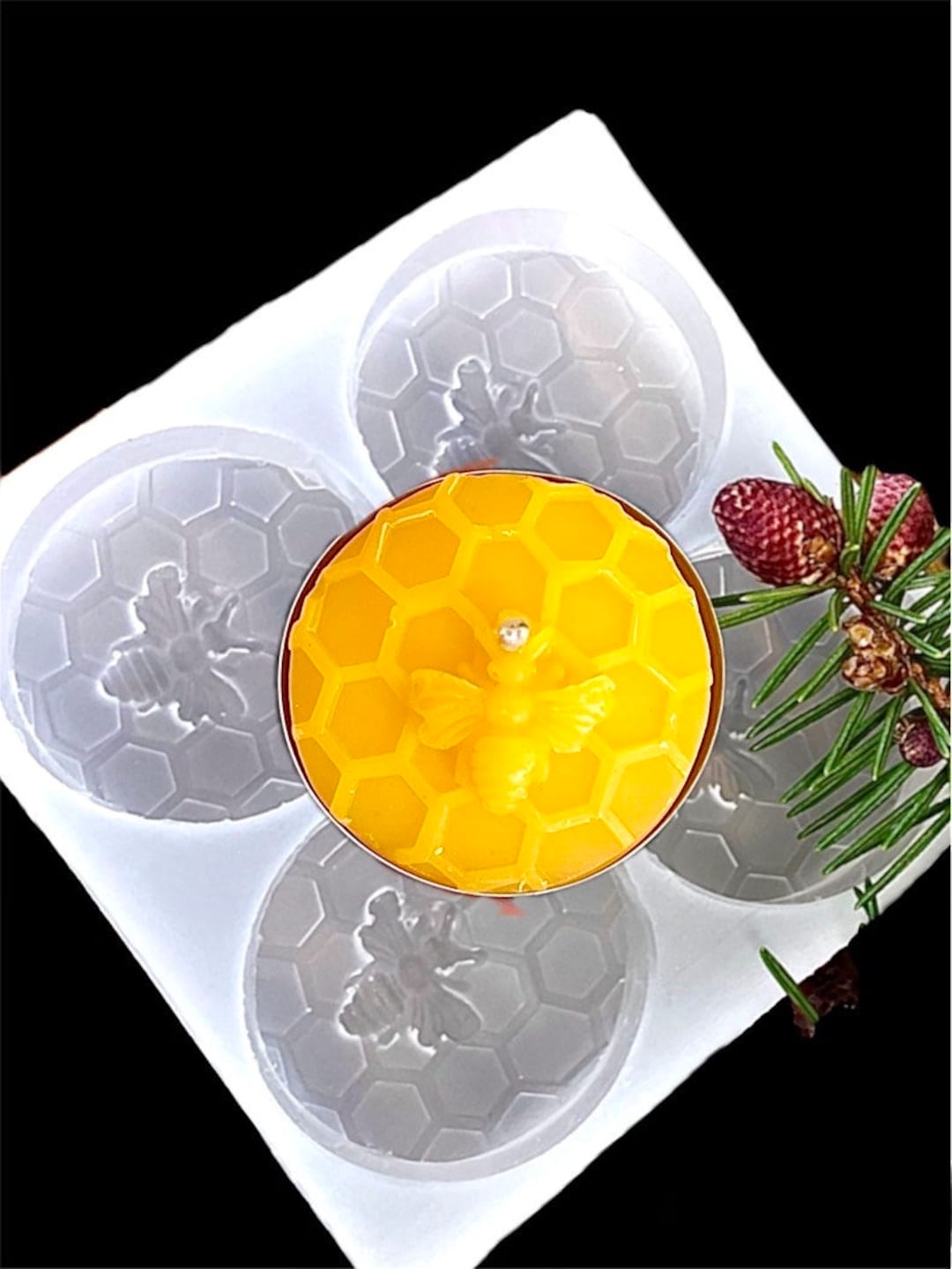 Silicone Honey Bee Tealight Candle Mold - Honeybee Honeycomb Tealight ...
