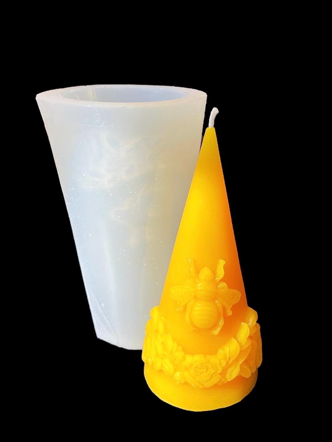 5” Silicone Honeybee Pillar Candle Mold - Cone Shaped Mold - Pyramid ...