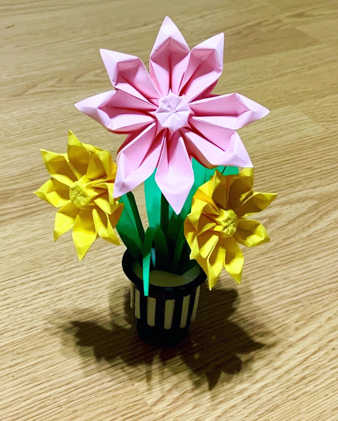 Origami Paper Gerbera Daisy Flower in Pot- Perfect Gift or Centerpiece ...