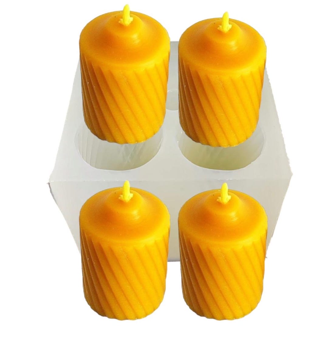 Silicone Votive Candle Mold - 4 Cavities - Spiral Fluted Candle Mold - Etsy