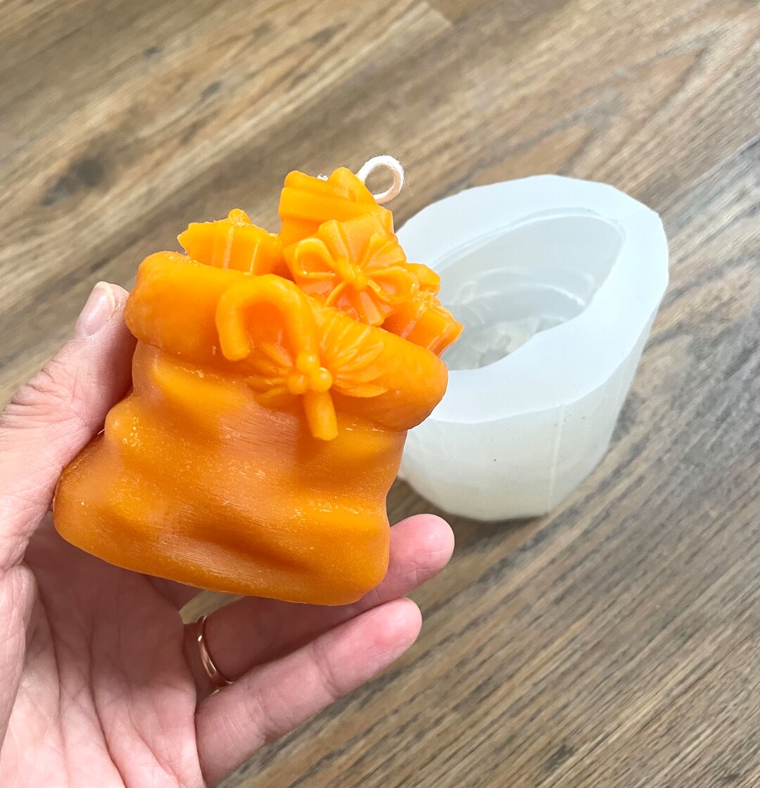 3D Silicone Christmas Candle Mold - Gift Bag Santa’s Sack Mold for ...