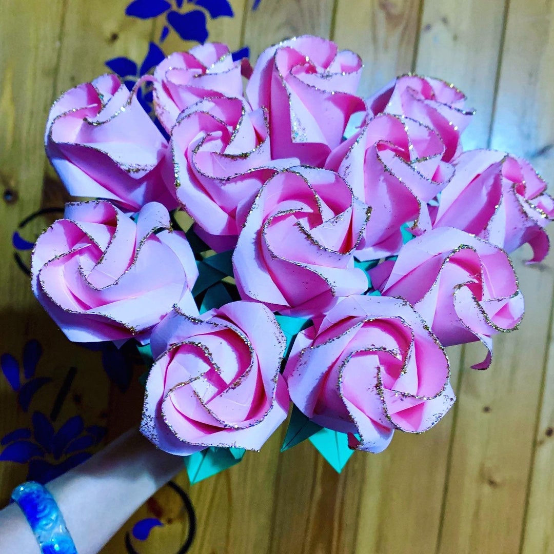 Dozen Origami Paper Rose Bouquet - Perfect for Anniversary, Valentine ...