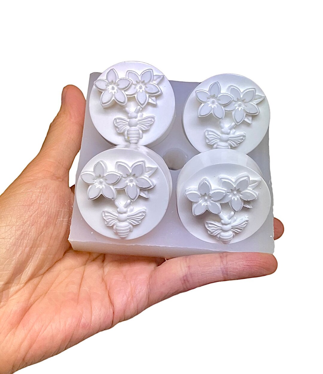 Silicone Honey Bee Tealight Candle Mold - Honeybee With Flower Tealight ...