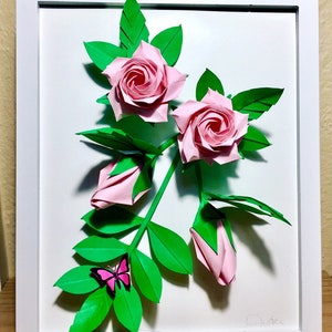 Origami Pentagon Paper Rose - Flower Wall Art - Unique Wedding Gift ...