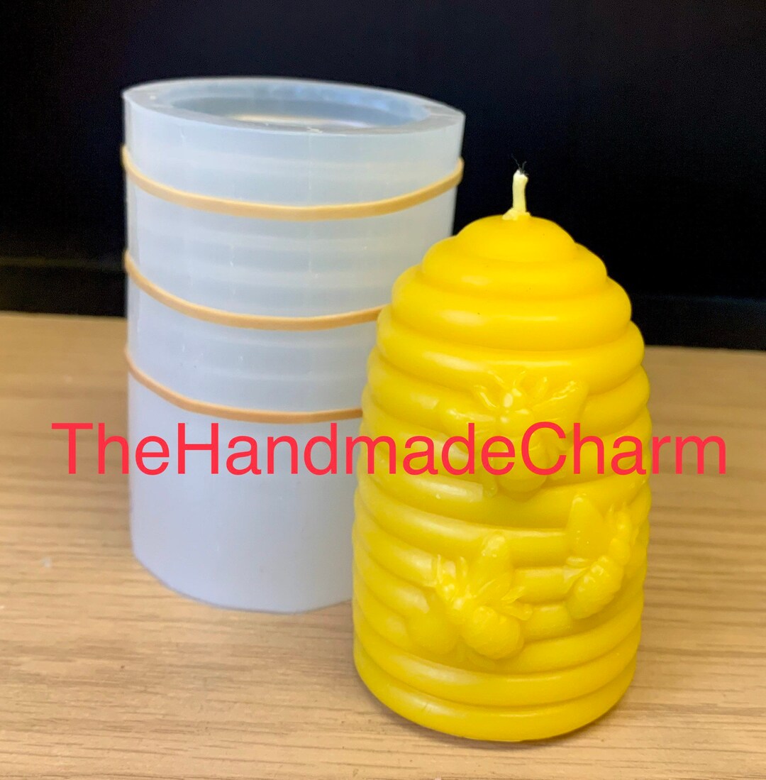 4” Silicone Honeybee Skep Candle Mold - Beehive Mold - Honeybee Candle ...