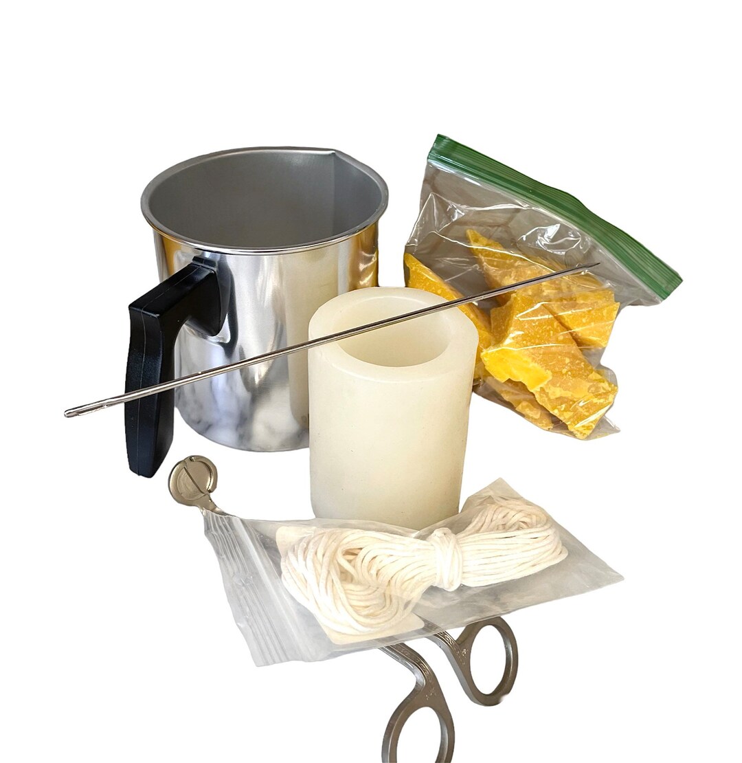 Beeswax Candle Making Kit - Pouring Pot - Wick Trimmer - Pure Beeswax ...