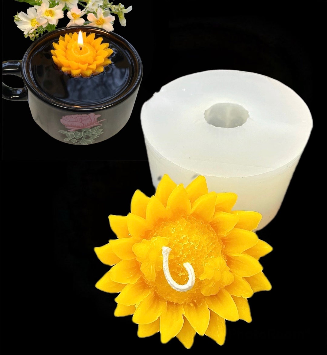 2.5” Silicone Sunflower With Bees Mold - Floating Candle Mold ...