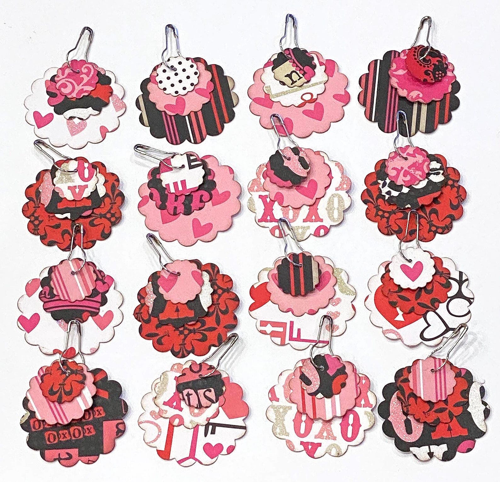 Set of 20 Cardstock Scalloped Valentine Dangles, Embellishments for ...