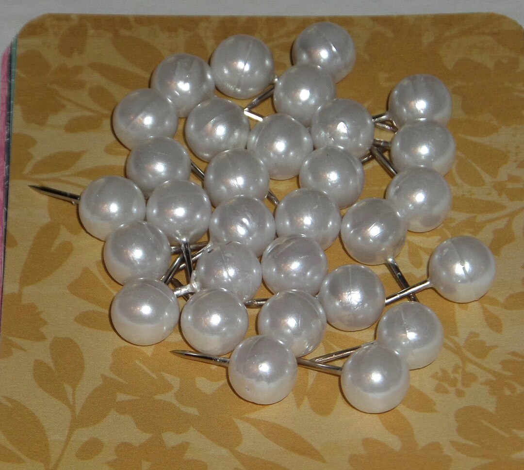 30 Pearly White Thumb Tacks Push Pin Office School Decor - Etsy