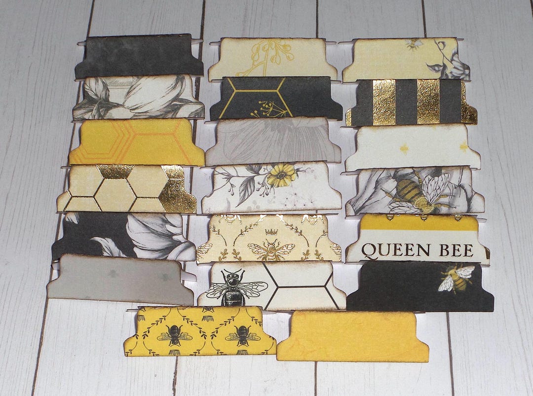 20 Bee Inspired Divider Tabs, Planner Tabs, Junk Journal Tabs, Die Cuts ...