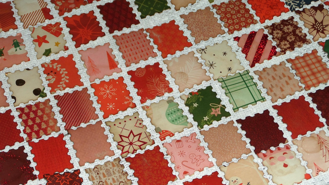 30 Random Faux Coffee Stained Christmas Postage Stamp Punchies, Paper ...