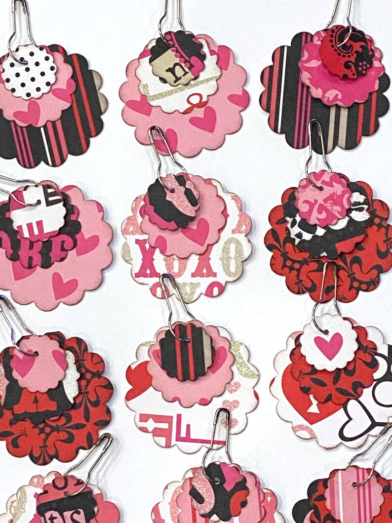 Set of 20 Cardstock Scalloped Valentine Dangles, Embellishments for ...