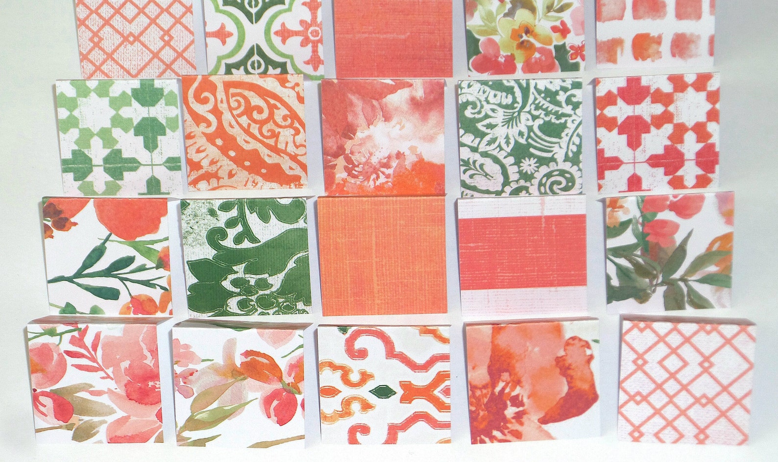 60 Mini Notecards, Orange and Green, Tiny Notecards, 2x2 Cards, Mini ...