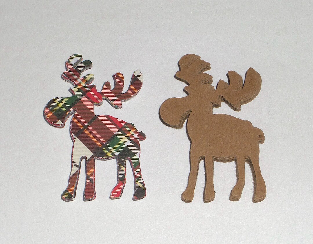 Set of 25 - 3 Inch Moose Punch Outs, Die Cuts, Christmas Die Cuts ...