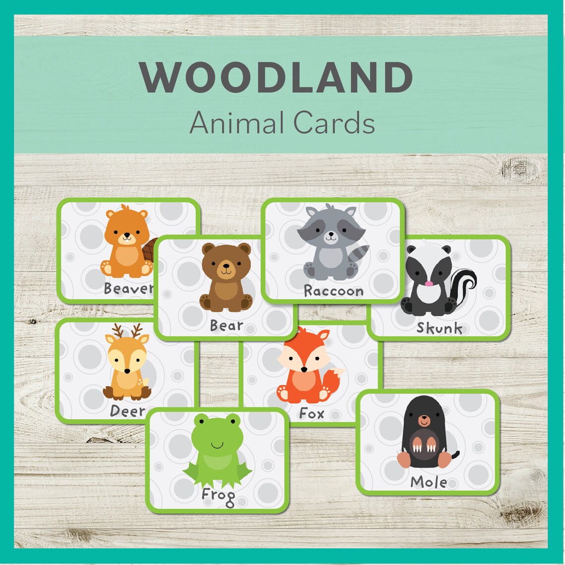 Printable Cute Animal Flashcards Dice and Memory Game - Etsy Canada
