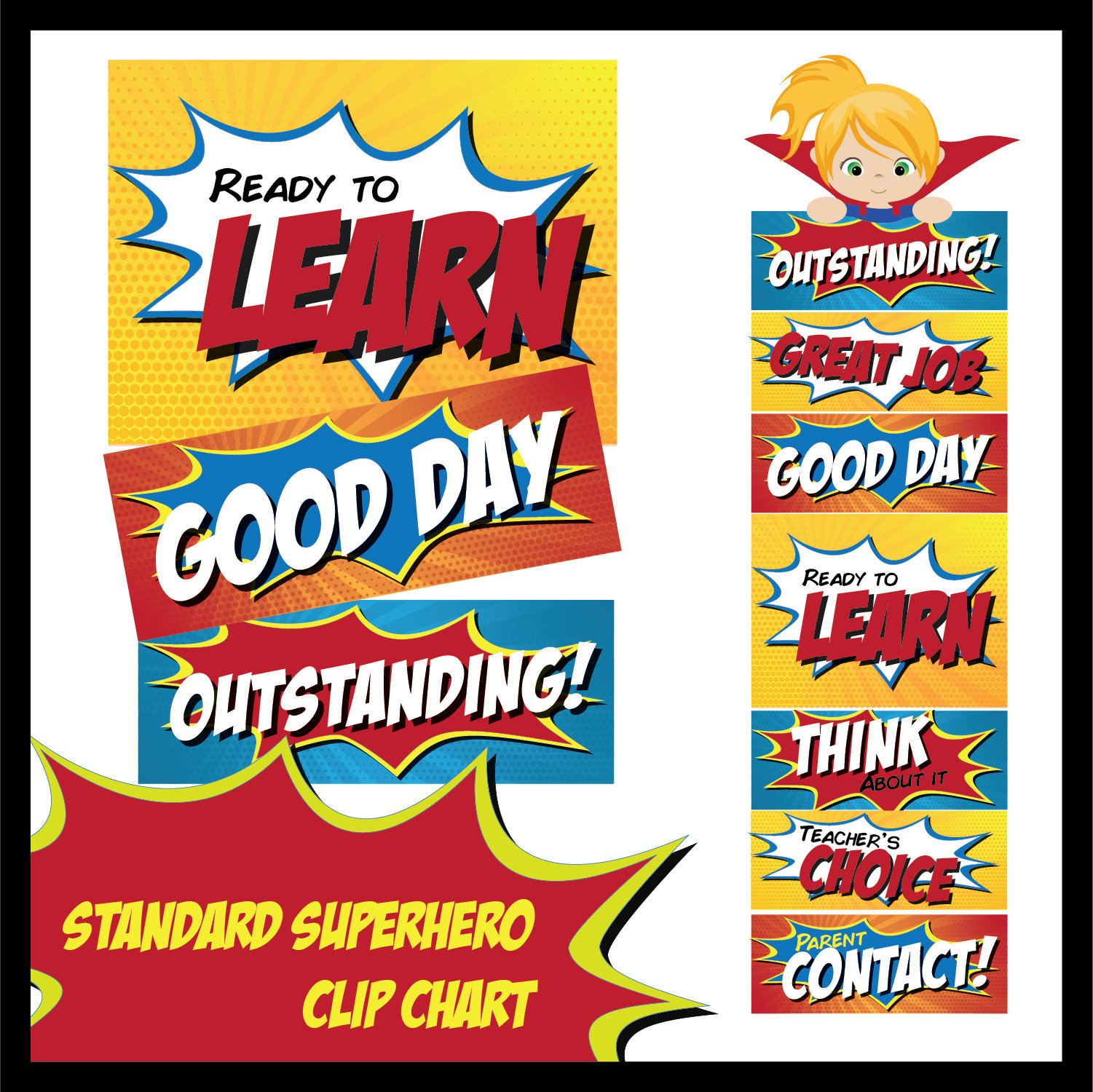 Behavior Clip Chart and Punch Cards | Superhero Theme - Etsy