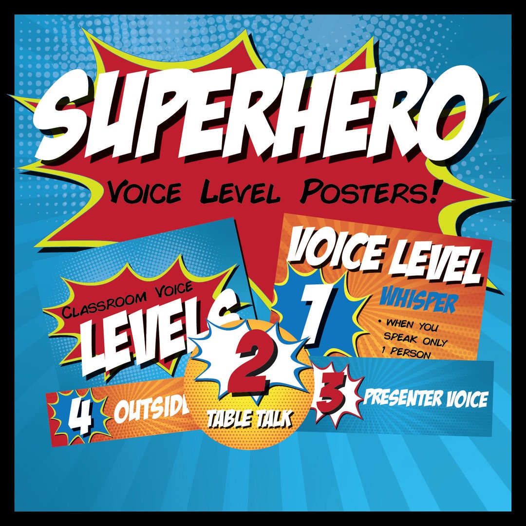 Voice Level Posters | Superhero Themed - Etsy