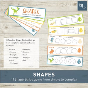 Dinosaur Writing Practice tracing Strip Booklet Pre-writing, Shapes ...
