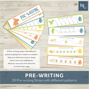 Dinosaur Writing Practice tracing Strip Booklet | Etsy