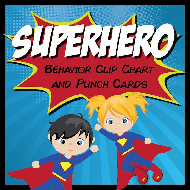 Behavior Clip Chart and Punch Cards | Superhero Theme - Etsy