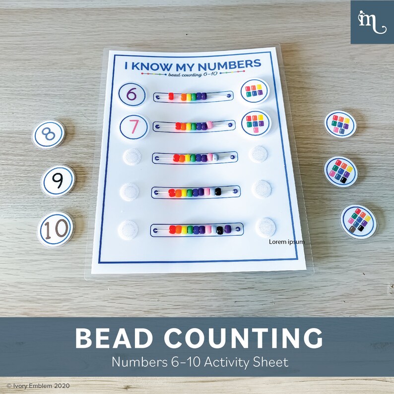I Know My Numbers | Bead Counting | Activity Sheet | Busy Binder - Etsy