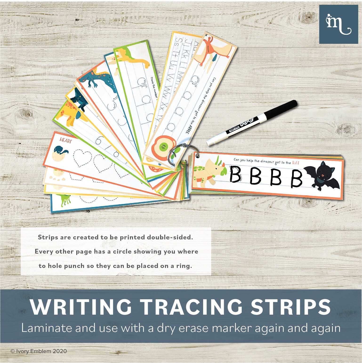 Dinosaur Writing Practice tracing Strip Booklet Pre-writing, Shapes ...