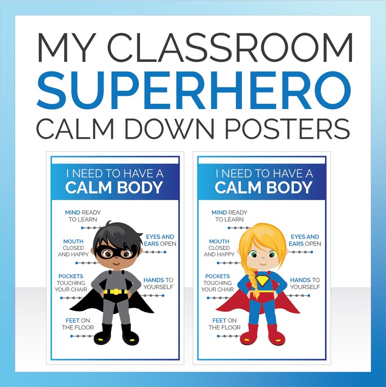 Calm Down Corner | Superhero | I Need to Have A Calm Body | Posters - Etsy