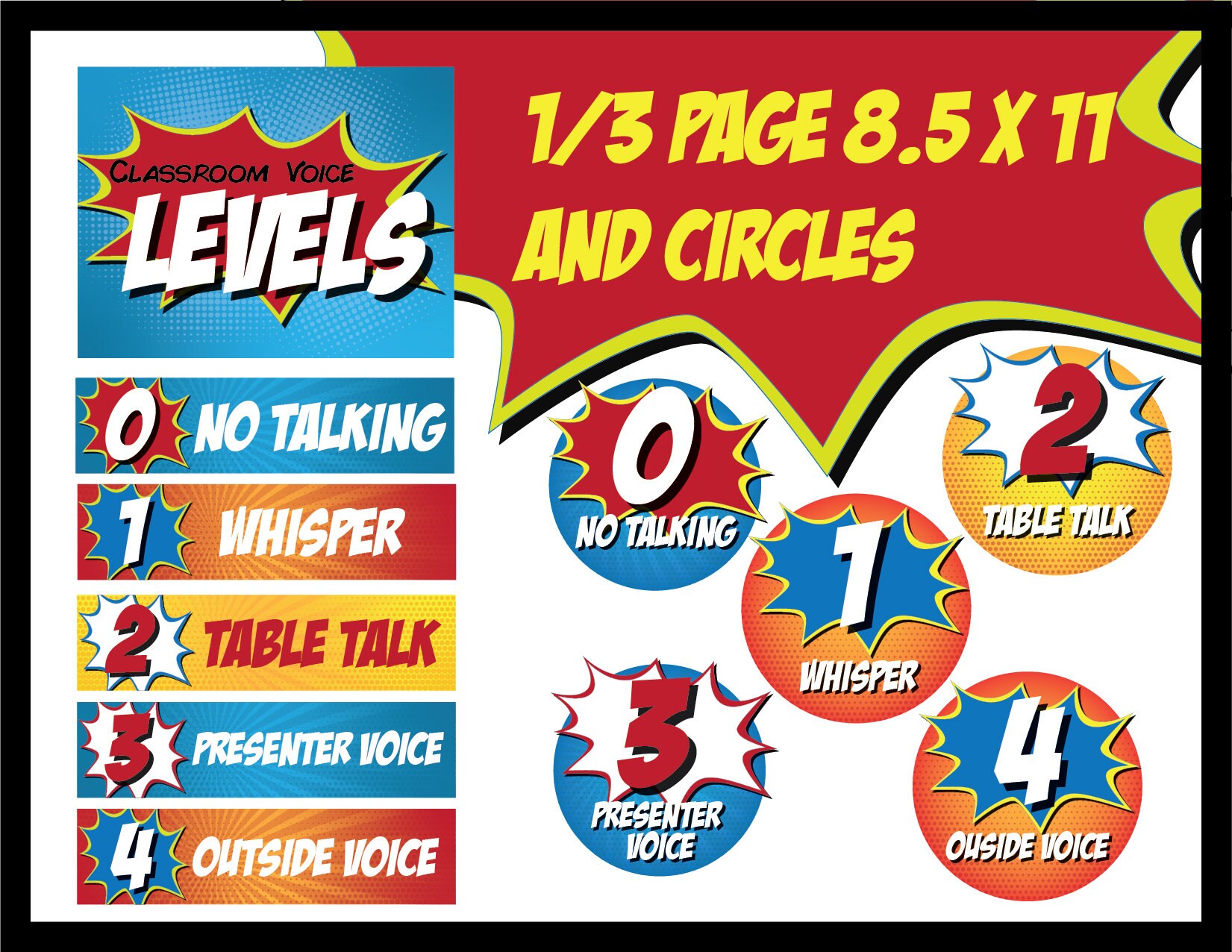 Voice Level Posters | Superhero Themed - Etsy