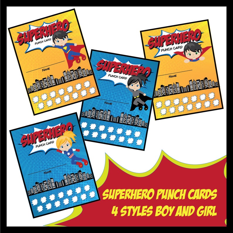 Behavior Clip Chart and Punch Cards | Superhero Theme - Etsy