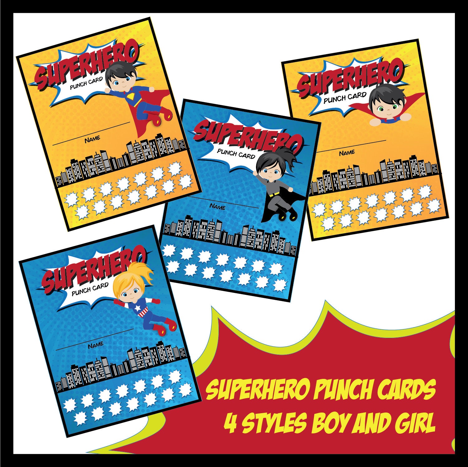 Behavior Clip Chart and Punch Cards | Superhero Theme - Etsy