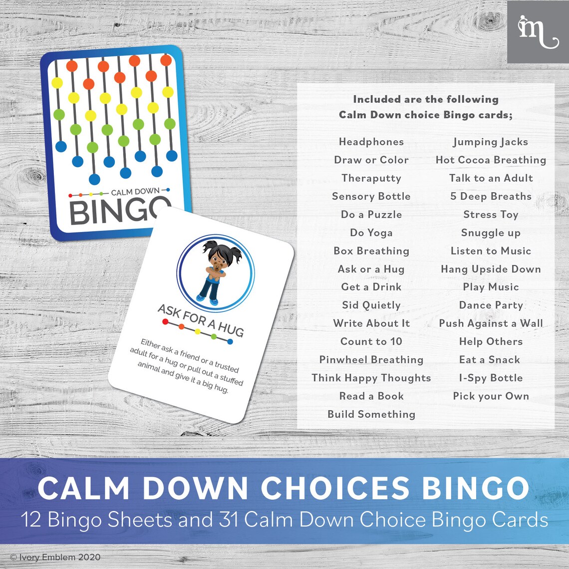 Calm Down Corner | Calm Down Choices Bingo Game | Printable - Etsy