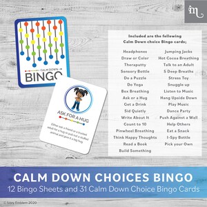 Calm Down Corner | Calm Down Choices Bingo Game | Printable - Etsy