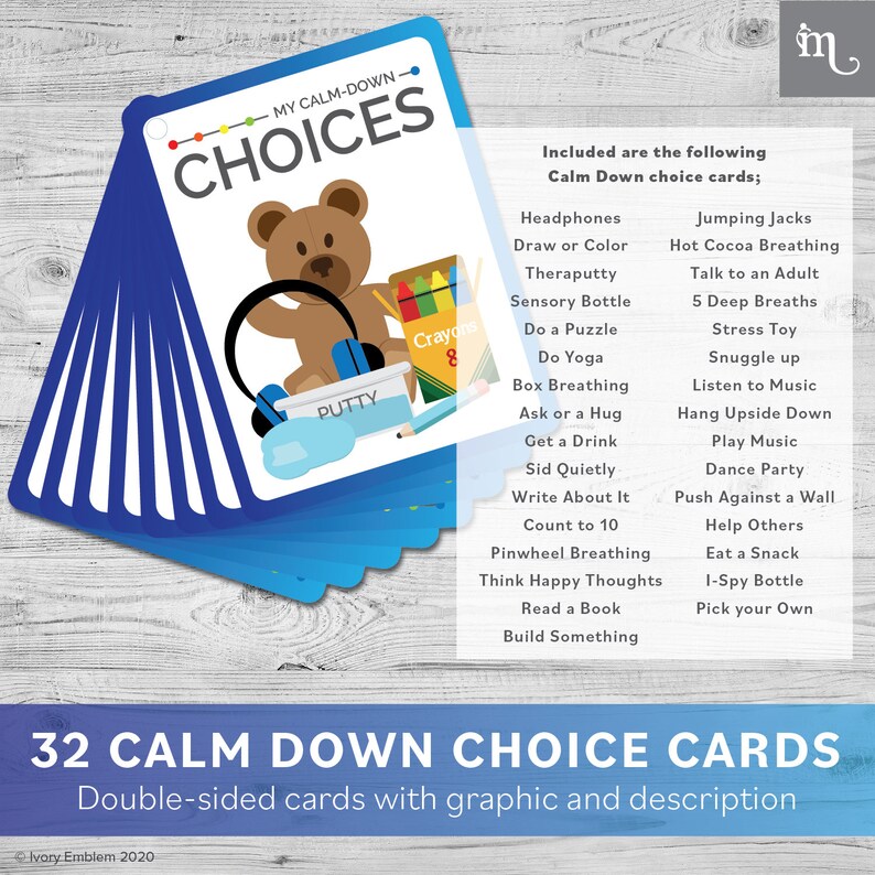 Calm Down Corner | Calm Down Choice Cards | Flashcards - Etsy