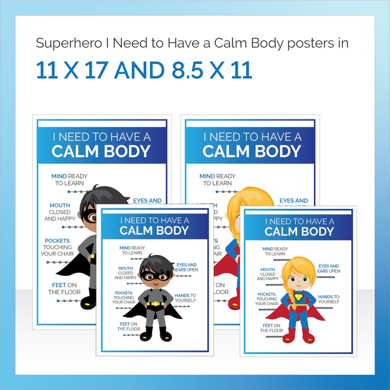 Calm Down Corner Superhero I Need to Have A Calm Body - Etsy Denmark