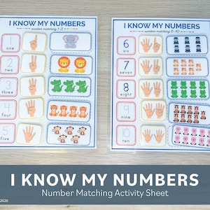Number Matching Activity Sheet | Busy Binder | Preschool - Etsy