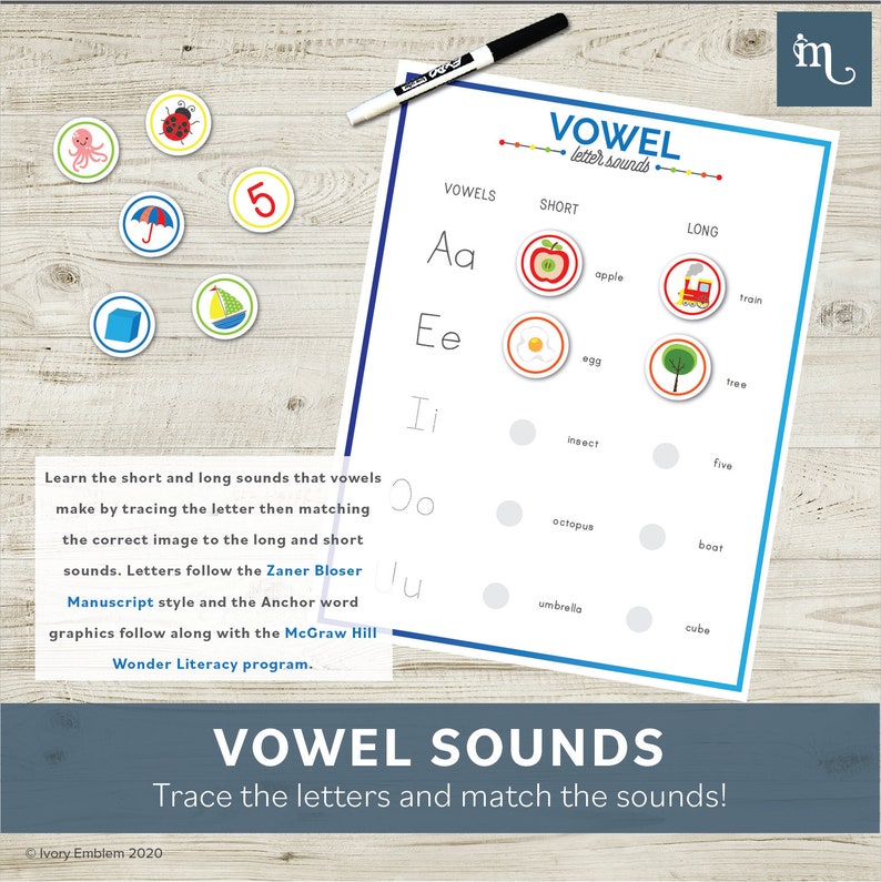 Learning Letter Sounds Alphabet and Vowel Sound Practice Busy Binder ...
