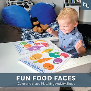 Fun Food Faces Color and Shape Matching Activity Sheet Busy Binder - Etsy