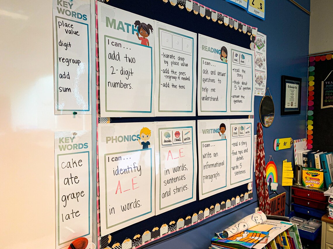 Learning Objectives | Targets | Bulletin Board Posters | K-3 | ESL - Etsy